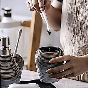 MADPET Soap Dispenser for Bathroom Kitchen, Bathroom Accessories Set Vintage Handmade Ceramic Bathroom 5-Piece Toilet Set Bathroom Supplies Set Wash Set, Toothbrush Cup Holder