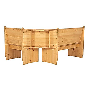 Riverbay Furniture Pine Wood Indoor 3 Piece Kitchen Corner Table Booth Bench Breakfast Dining Nook Set in Natural