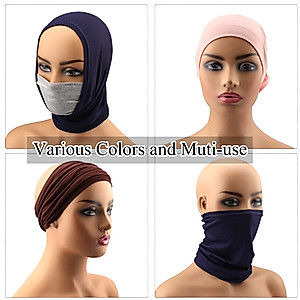 Under Hijab Hat Cap Stretch Solid Color Muslim Under Scarf Bonnet Jersey Cap Head Wrap Tube Hat Opens on 2 Ends Neck Cover