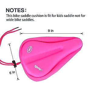 WINNINGO Gel Kids Bike Seat Cushion Cover, Anti-Slip Child Bike Seat Cover Comfortable Adjustable Small Bicycle Saddle Pad, 9'' X 6''