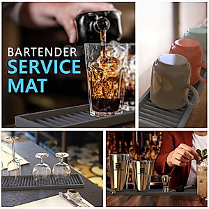 ZAPPOWARE Kitchen Sink Narrow Silicone Holder Tray 18"x3.1", Vanity & Bathroom Organizer, Bar Coffee Service Mat, Gray