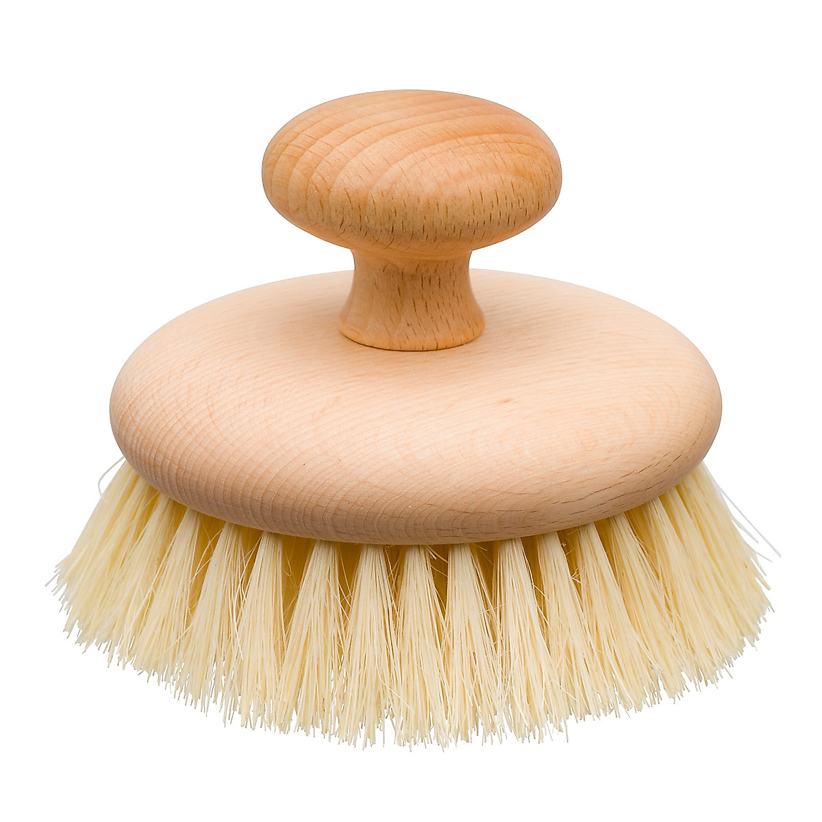 Redecker Natural Tampico Fiber Massage Brush with Oiled Beechwood Knob, 4-Inch Diameter, Made in Germany