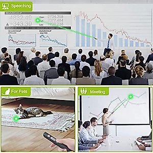 Presentation Clicker Wireless Presenter Remote Powerpoint Clicker with Green Light Pointer Cat Toy, Slide Advancer PPT Clicker for PowerPoint Presentations Remote USB Control for Mac, Laptop,Computer