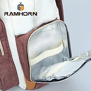 Ramhorn Diaper Bag Multifunction Travel Backpacks for Mom with Insulated Pockets and Laptop Compartment, brown