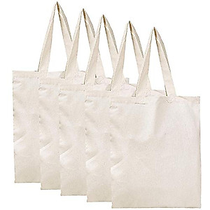 M-Aimee Canvas Craft Tote Bags - 10 Pack 13"x10" Fabric Blank Tote Bags, Natural Cotton for DIY Crafts, Gift Bag and Wedding, Birthday, Shopping, or Reusable Grocery Bag