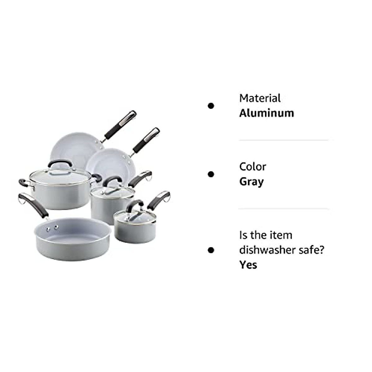 Farberware EcoAdvantage Ceramic Nonstick Cookware/Pots and Pans Set, 13 Piece - Gray