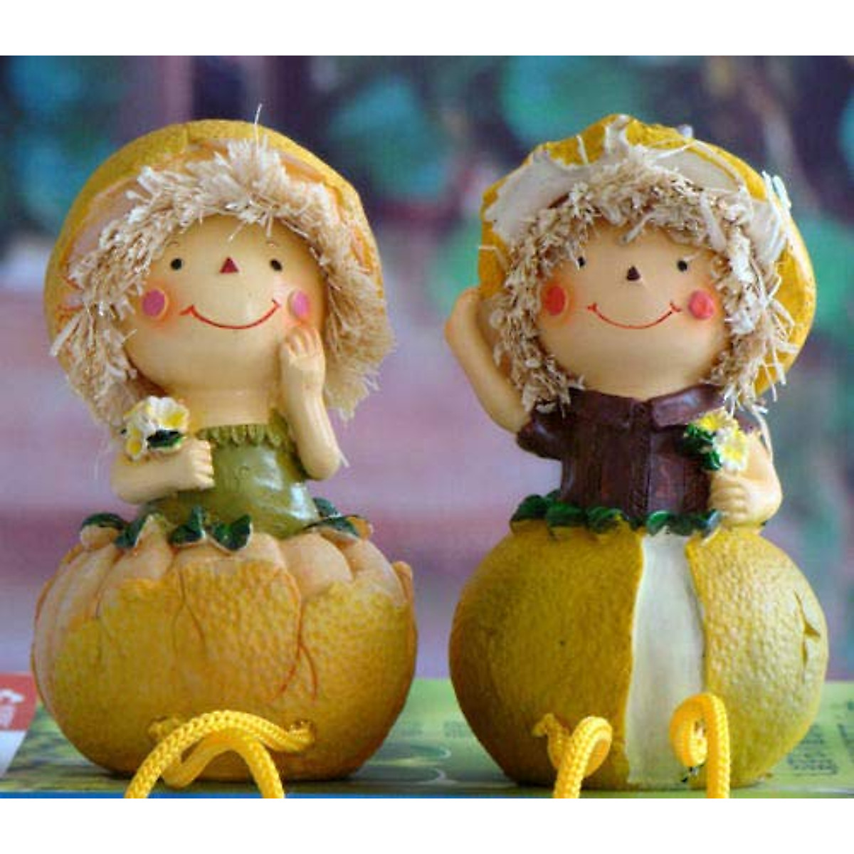 Home Kitchen Decorative Fruits & Vegetables Sitters with Dangling Legs Shelf Sitter Figurine Statue for Shelf, Countertop, Windowsill(Orange)