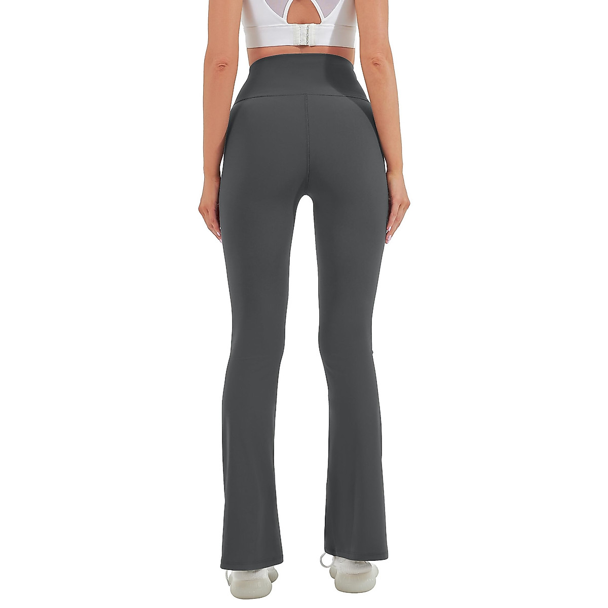 HEGALY Women's Flare Yoga Pants - Crossover Flare Leggings High Waisted Bootcut Bell Bottom Workout Sweatpants Dark Grey