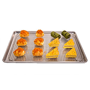 MASTERRACK Jelly Roll Pan Stainless Steel Cooling Rack and Wire Grate Heavy Duty (10"X14.75"X0.7")