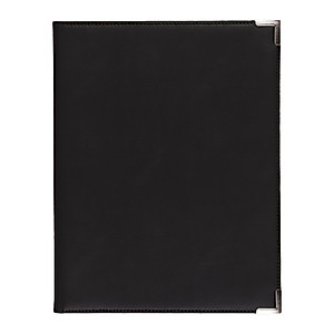 Samsill Classic Business Padfolio, Executive Portfolio, Black Faux Leather, Brass Corners, Resume Document Organizer, Holds 8.5 x 11” Writing Pad, Pen Loop