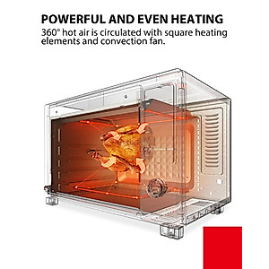 TOSHIBA Hot Air Convection Toaster Oven, Extra Large 34QT/32L, 9-in-1 Cooking Functions, Crispy Grill, Dehydrate, Rotisserie, 6 Accessories Included, 1650W, Black Stainless Steel