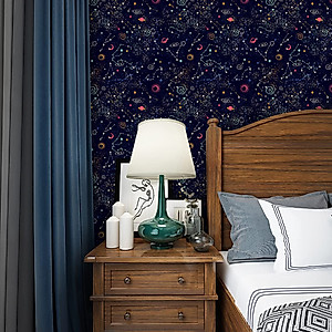 Qoubao Stars Constellations Peel and Stick Wallpaper for Nursery Kids Boys Girls Room Wall Decoration Astronomy Art Mural Removable