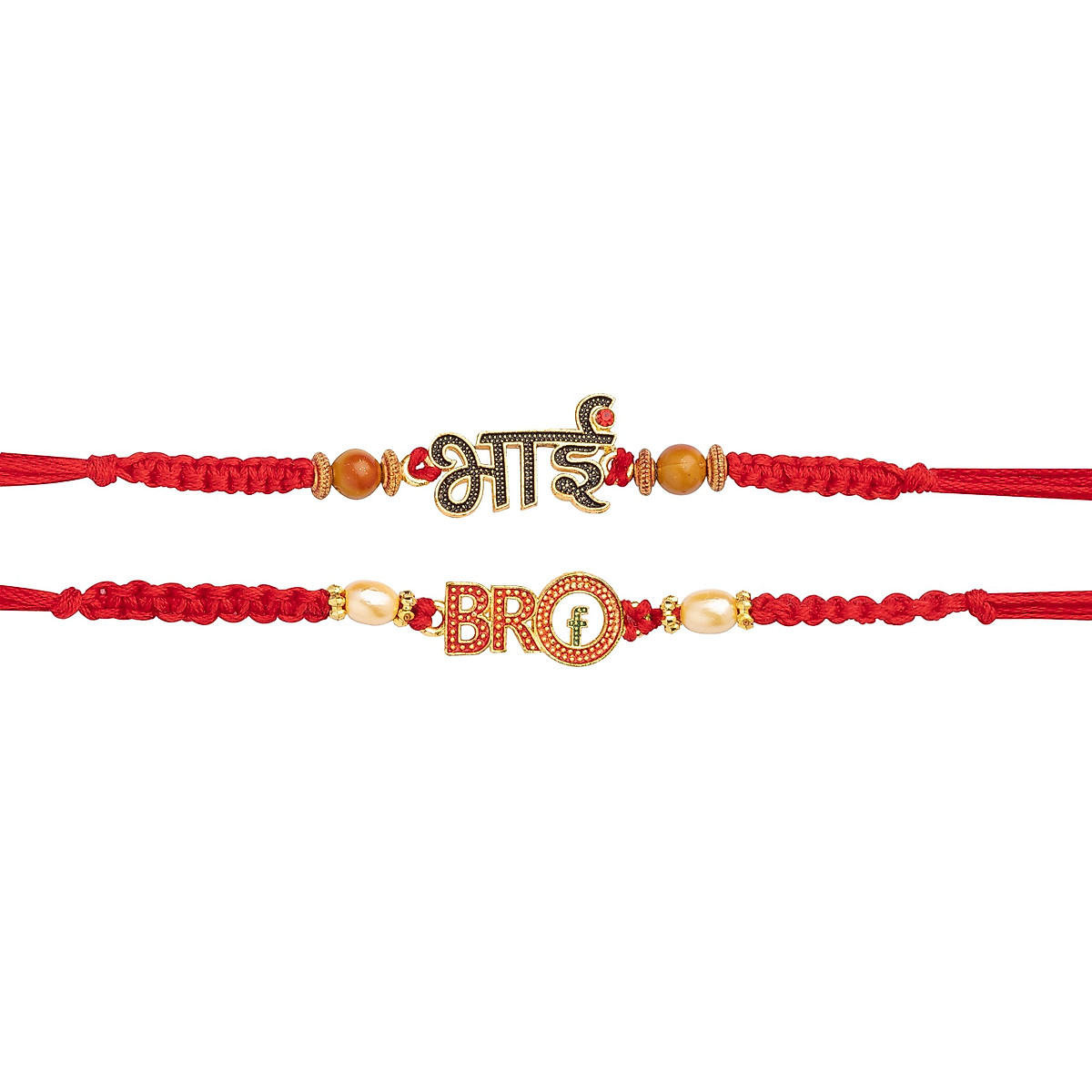 SLNDOKTG Set Of 2 Raksha Bhandan Handmade Rakhi Bracelet With Stone Work Kundan Design For Brother Bhaiya Celebration Hindu Festival of Rakshabandhan