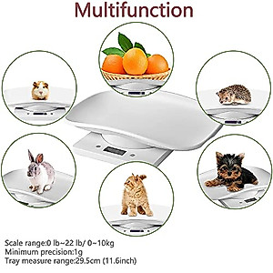 BIGNADO Digital Puppy Scale Small Pet Scale for Puppies High Precision Wiggle-Proof Multi-Function Electronic Kitten Scales Weigh Rabbit or Puppy Mini Gram Weight for Newborn Pets, 11.6''*7.3''