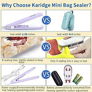 Mini Bag Sealer Heat Seal Kitchen Gadgets, Food Sealer Bag Re-sealer for Food Storage, Handheld Heat Sealer for Chips Bag, Foil Bag, Mylar Bags, Color Street Nails Strips with Storage Case- Purple