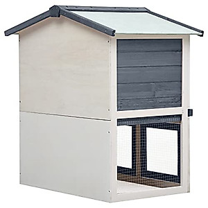 YAFF Outdoor Rabbit Hutch 3 Doors Gray Wood (32.582lbs)