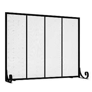 Fire Beauty Flat Panel Fireplace Screen Spark Guard Wrought Metal Gate Cover for Home, Decorative Mesh Fire Place Safety Fence,Baby Safe Spark Guard Protector