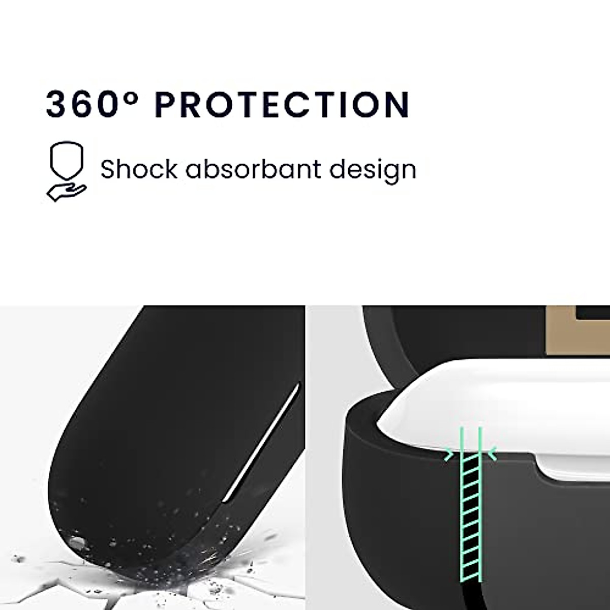 kwmobile Silicone Cover Compatible with OnePlus Buds Z2 - Case Cover Stick-On Skin with Clip - Black