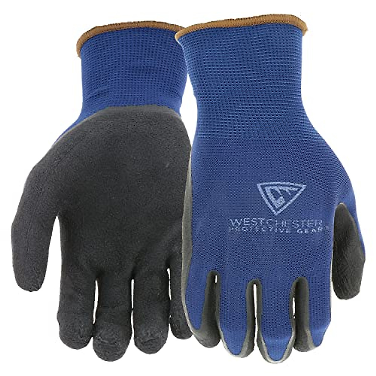 West Chester Men's High Dexterity Polyester Shell with Latex Coated Palm Work Glove, Abrasion Resistant, Strong Grip, Blue/Black, X-Large (30600-XL)