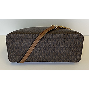 Michael Kors MICHAEL Michael Kors Jet Set Travel MD Dome XCross Crossbody bundled with SM TZ Coinpouch Purse Hook (Signature MK Brown/Luggage)