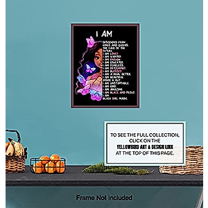 African American Girl Wall Art & Decor - I Am Black Girl Magic - Black Art - Inspirational Positive Affirmations - Inspiring Positive Quotes - Tween Teen Little Girls Bedroom Decor - Daughter Gifts