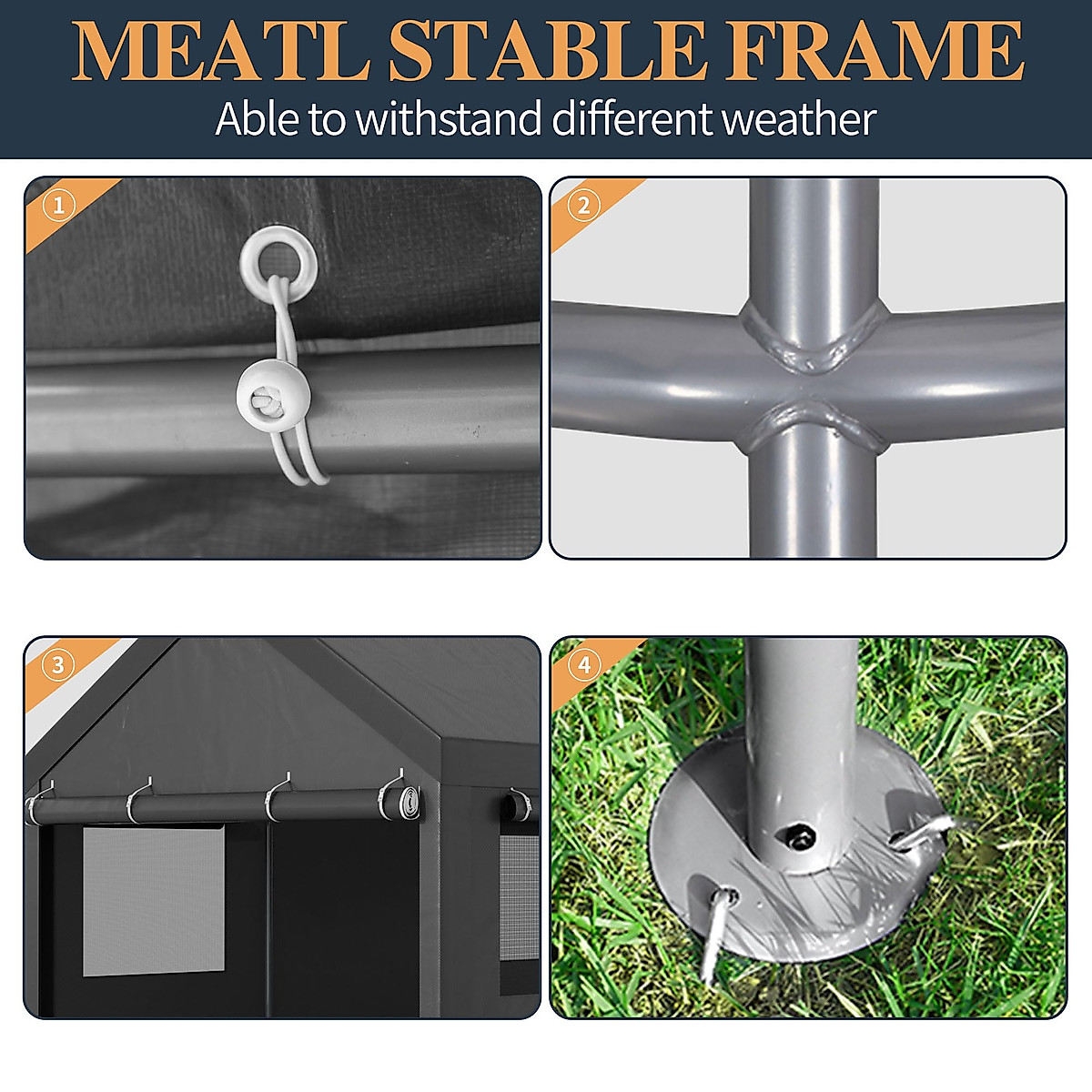 Shintenchi 12x18.5ft Heavy Duty Carport, Portable Garage with Removable Sidewalls, Doors and Ventilated Windows, All-Season Tarp for Car, UV Resistant Waterproof Carport Canopy (Grey)