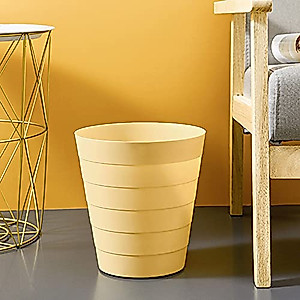 Round Stackable Plastic Large Volume Trash Can, Highly Elastic Wastebasket 9L Garbage Container Anti-Extrusion Tear Resistance Bin (Yellow)