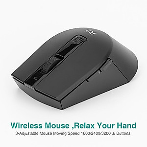 Rii RKM709 2.4 Gigahertz Ultra-Slim Wireless Keyboard and Mouse Combo, Multimedia Office Keyboard for PC, Laptop and Desktop,Business Office(Black)