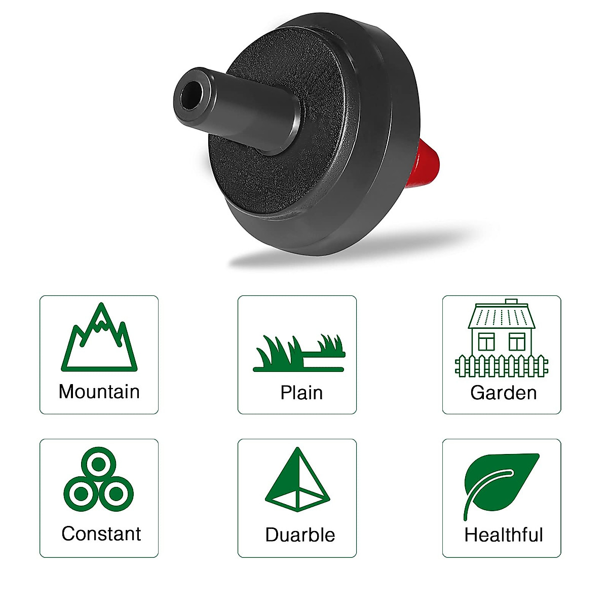 LiquiDrip 1/2 GPH Irrigation Drippers & Drip Emitters Maintain Constant Flow, 1/2 GPH Pressure Compensating Drippers, 1/2 GPH Inline Drippers & Drip Irrigation Emitters, 50 Per Bag, Red/Black
