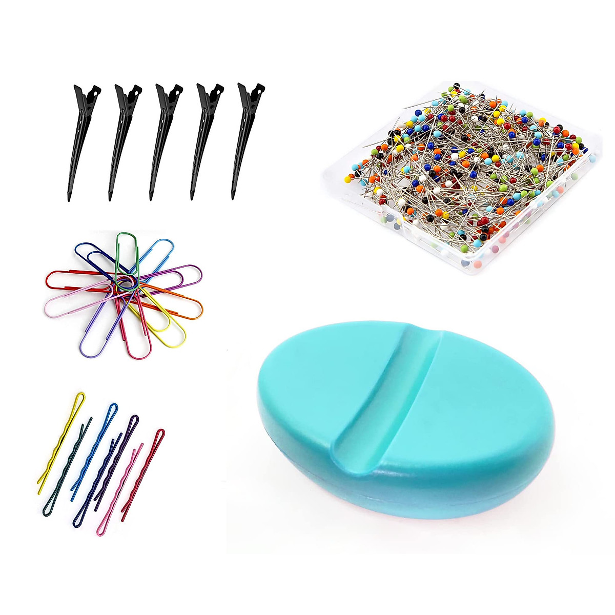 Magnetic Hair Clip and Sewing Pin Holder Cushion with 24 Bobby Pins