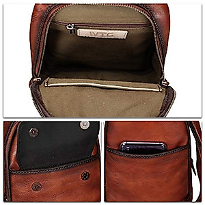 IVTG Genuine Leather Sling Bags Hiking Sling Backpacks Shoulder Fanny Pack Vintage Handmade Crossbody Chest Daypack (Coffee)