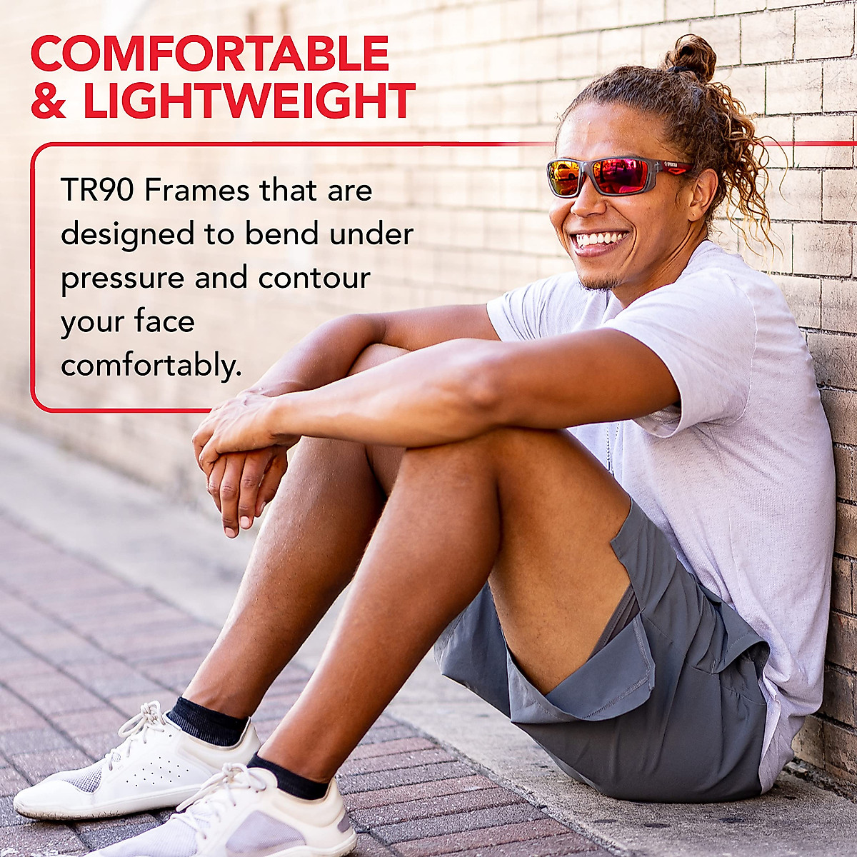 Franklin Sports 90544S75 Spartan Sunglasses 1417 Gry/RD, Gray/Red, One Size