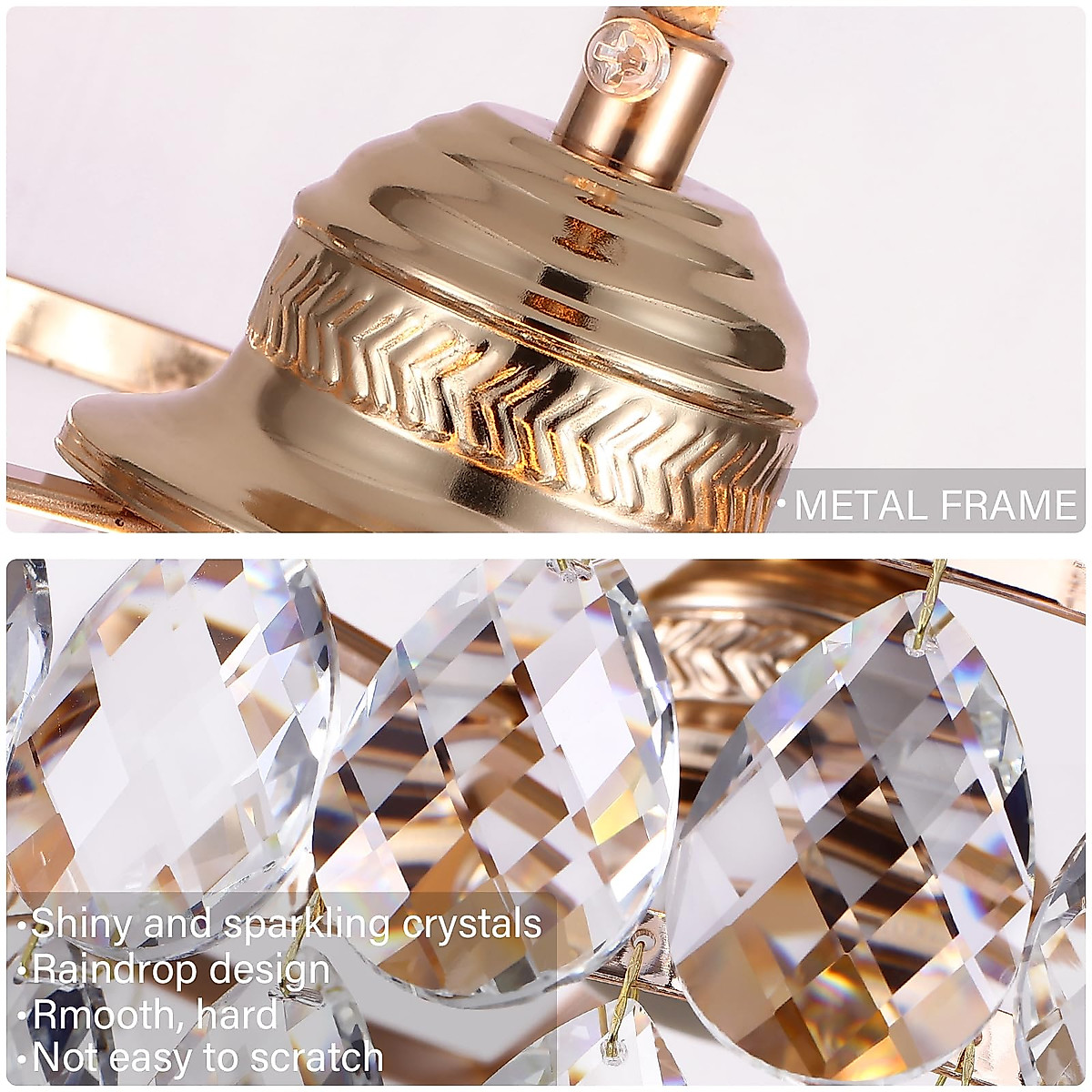 Luupyia Rose Gold Crystal Pendant Light Mini Crystal Chandelier, 47.24 Inch Height Adjustable, Modern Chandelier Unique Hanging Light Fixtures for Hallway Bedrooom Foyer E26