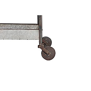 Creative Co-Op Metal 4 Tier Cart on Casters with 2 Open Shelves & 6 Bins,Grey