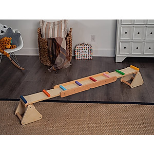 Avenlur Willow Rainbow Seesaw and Balance Beam: Montessori and Waldorf Inspired Gym Equipment for Toddlers & Kids (2-4 yrs), up to 110lbs! Enhance Balance & Coordination with Indoor Play Fun!