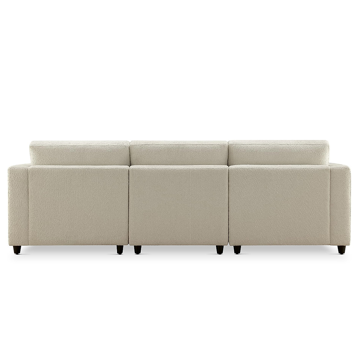 CHERS Sectional Couches for Living Room, 95" Cloud Modular Sectional Sofa with Ottoman, Modern Fabric Upholstered L Shaped Couch with Convertible Chaise, 3 Seater, Natural