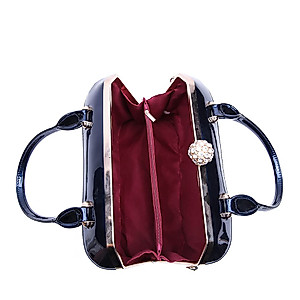 Style Strategy green patent leather purses for women Crocodile Textured Shoulder handbag with kiss lock Satchel crossbody for women