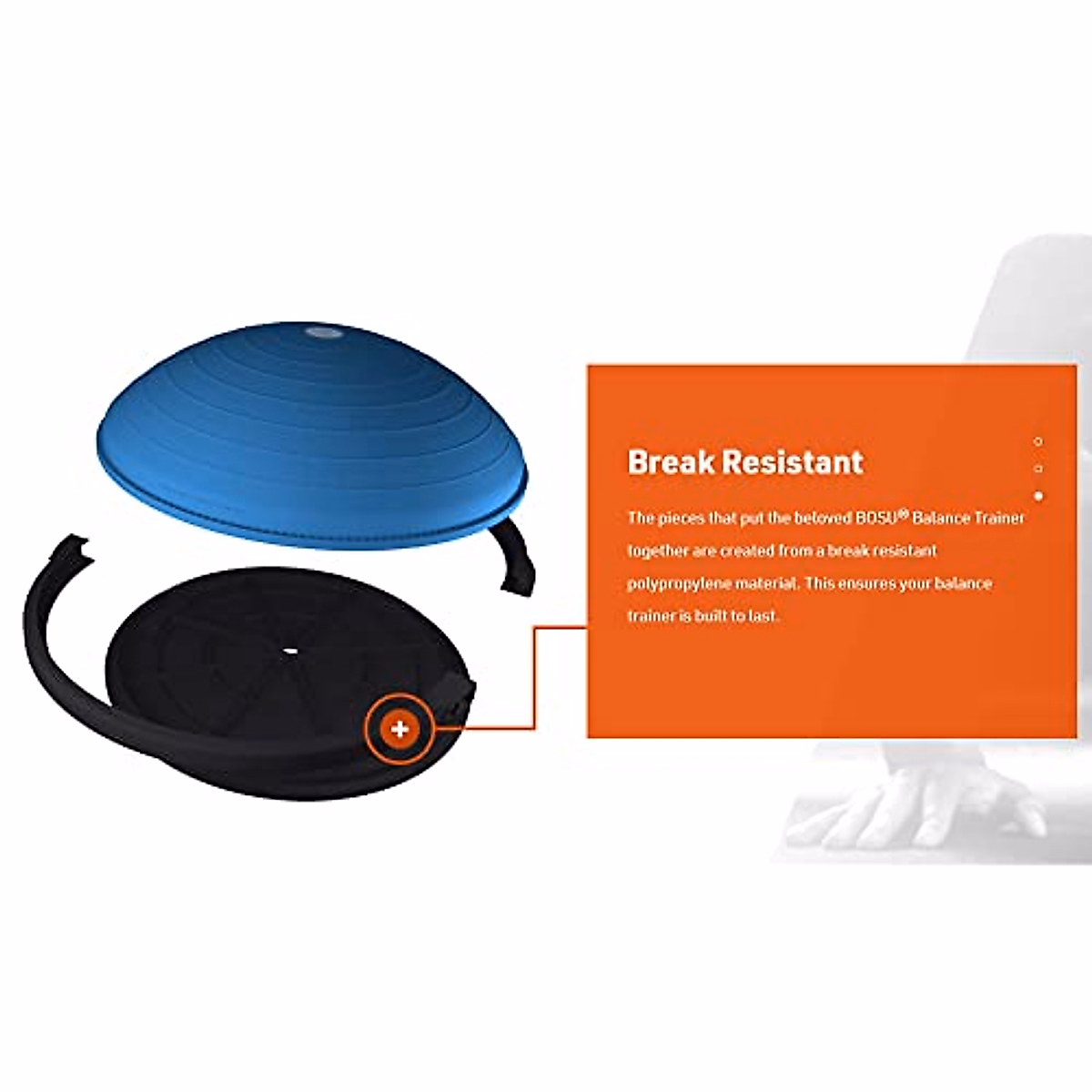 Bosu Multi Functional Original Home Gym 26 Inch Full Body Balance Strength Trainer Ball Equipment with Guided Workouts and Pump, Blue