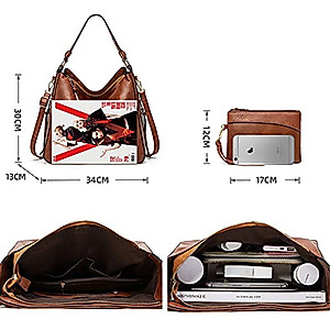 IBLUE Hobo Bags for Women Faux Leather Purses and Handbags Large Hobo Purse with Tassel Shoulder Purse,#D1089 (Brown)