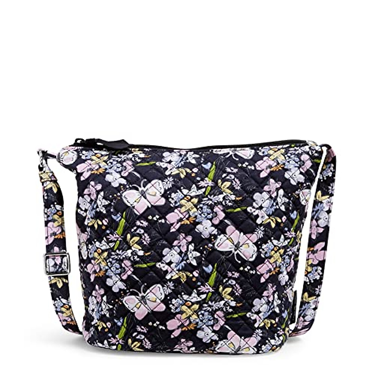 Vera Bradley Women's Cotton Bucket Crossbody Purse, Bloom Boom Navy - Recycled Cotton, One Size