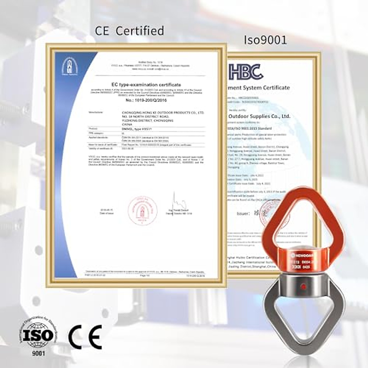 NewDoar Swing Swivel,30KN CE Certified Micro Rotator Swivel Device for Swing Aerial Dance/Yoga/Swing/Hanging Hammock/Rock Climbing Tree Arborist(Silver Orange)