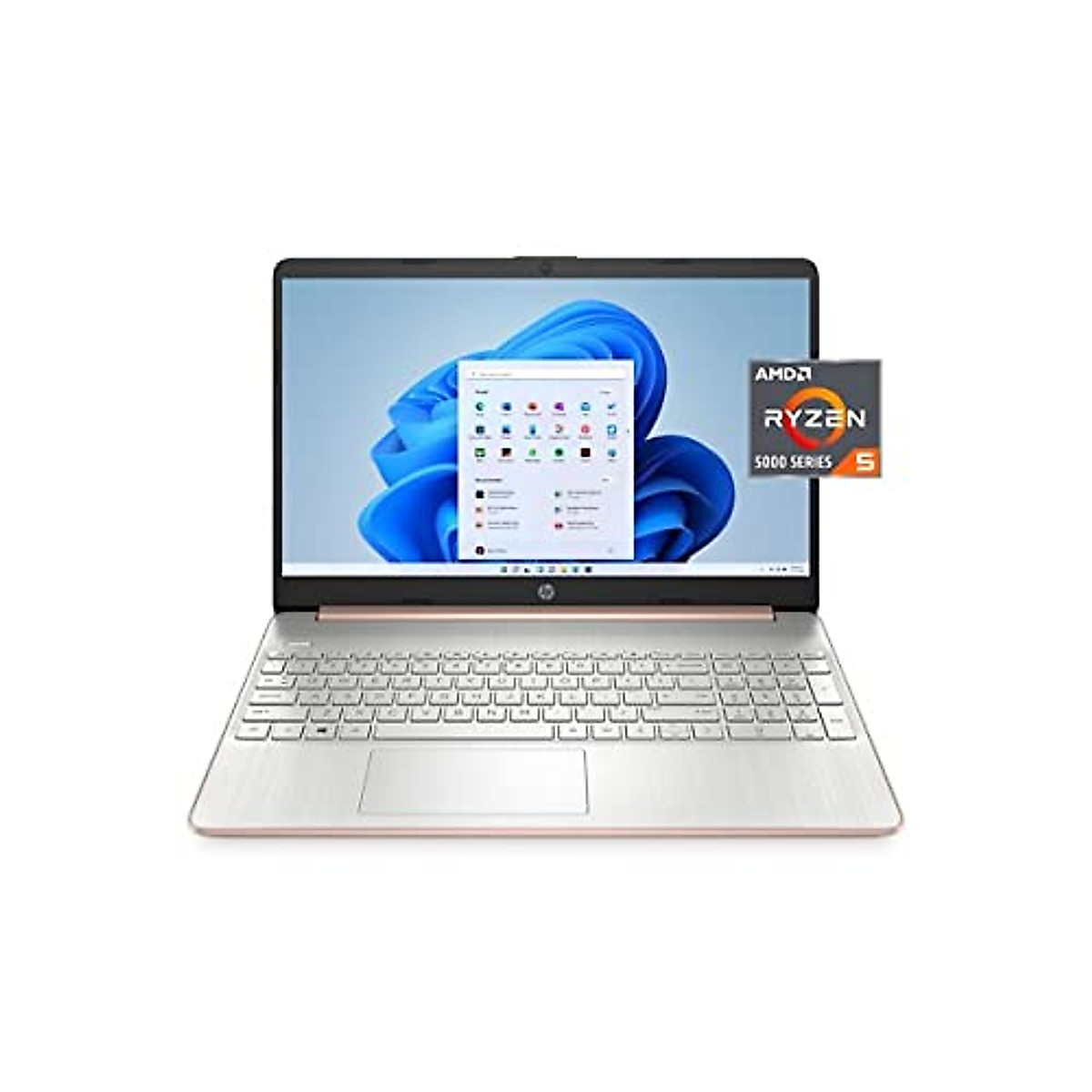 2022 HP 15 Business Laptop, 15.6 Full HD 1080P Display, AMD Ryzen 5 5500U HexaCore Processor (Beats Intel i5 1137G7), 8GB DDR4, 256GB SSD, Webcam, USB C, Windows 11, Rose Gold, YSC Accessory