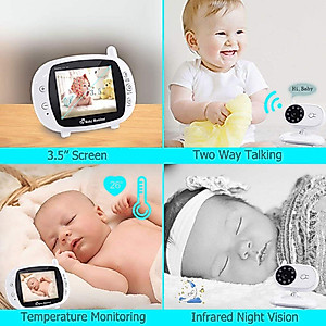 Video Baby Monitor with Camera Baby Security Surveillance Camera Latest with 3.5" Screen, Night Vision, Temperature Sensor, Lullaby, Two Way Talkback, Sound Activated & Audio Only Mode