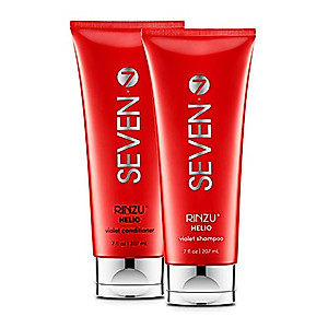 Rinzu HELIO violet shampoo and conditioner set from SEVEN haircare, a toning shampoo and conditioner system for blonde hair, cruelty free, sulfate free, 14 Fl oz