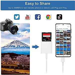 Lightning to SD Card Camera Reader for iPhone iPad,(Apple MFi Certified) SD Card Reader for iPhone,Trail Camera Viewer SD Memory Card Reader Adapter for iPhone 14/13/12/11/XS/XR/X/8/7/iPad,Plug & Play