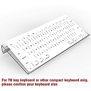 KOTEMON Mini Computer Keyboard Stand-11.8'' x 5.1''-Small Computer Keyboard Tray Acrylic Keyboard Holder for 78 Keys Universal Compact Keyboard, with White Silicone Strip, Clear