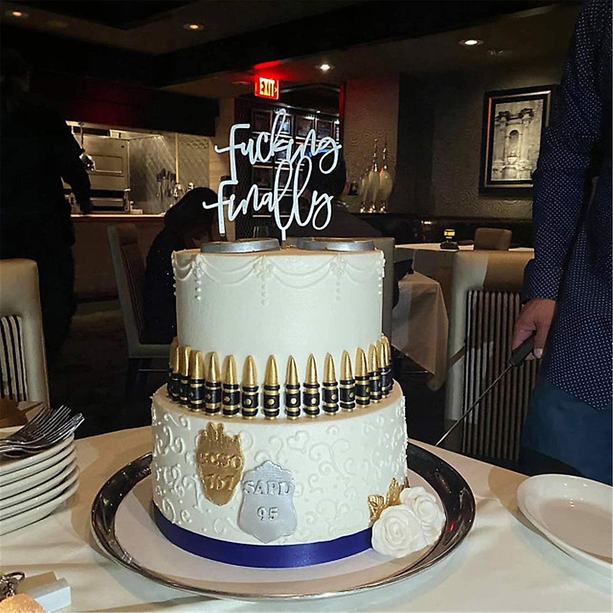 Rural Funny Finally Wedding Cake Topper for Bridal Shower Engagement Party Decoration , Antique Wood