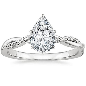 JEWELERYIUM 5 CT Pear Cut Colorless Moissanite Engagement Ring, Wedding/Bridal Ring Set, Solitaire Halo Style, Solid Sterling Silver Vintage Antique Anniversary Bridal Jewelry, Gorgeous Gift (7.5)