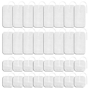 LYINIE TENS Unit Pads 32Pcs, 3rd Gen Reusable Latex-Free Replacement Pads Electrode Pads with Upgraded Self-Stick Performance for Muscle Stimulator Electrotherapy (2"x2" 16pcs, 2"x4" 16pcs)