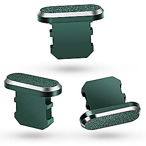 Weewooday 4 Pieces Anti Dust Plugs Compatible with iPhone 11, 12, 13, 14, Pro, Max/x/xs/xr, 7, 8 Plus, iPad Mini/Air, Protects Charging Dust Cover(Midnight Green)